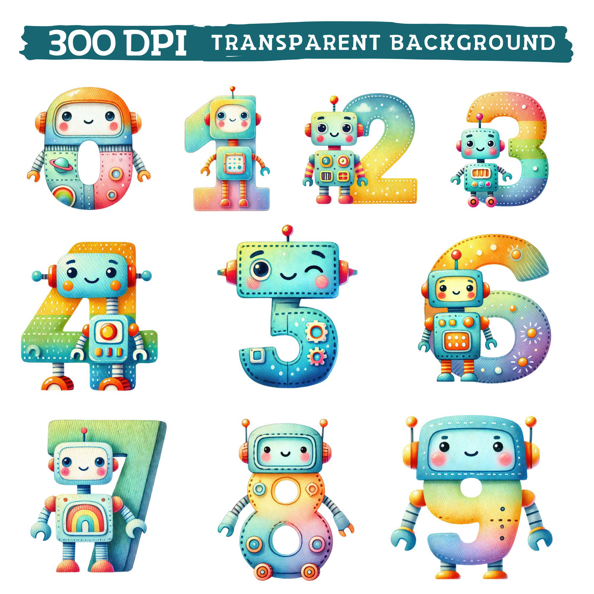 Robot Alphabet Clipart, Colorful Kids Sci-fi Font, Watercolor ...