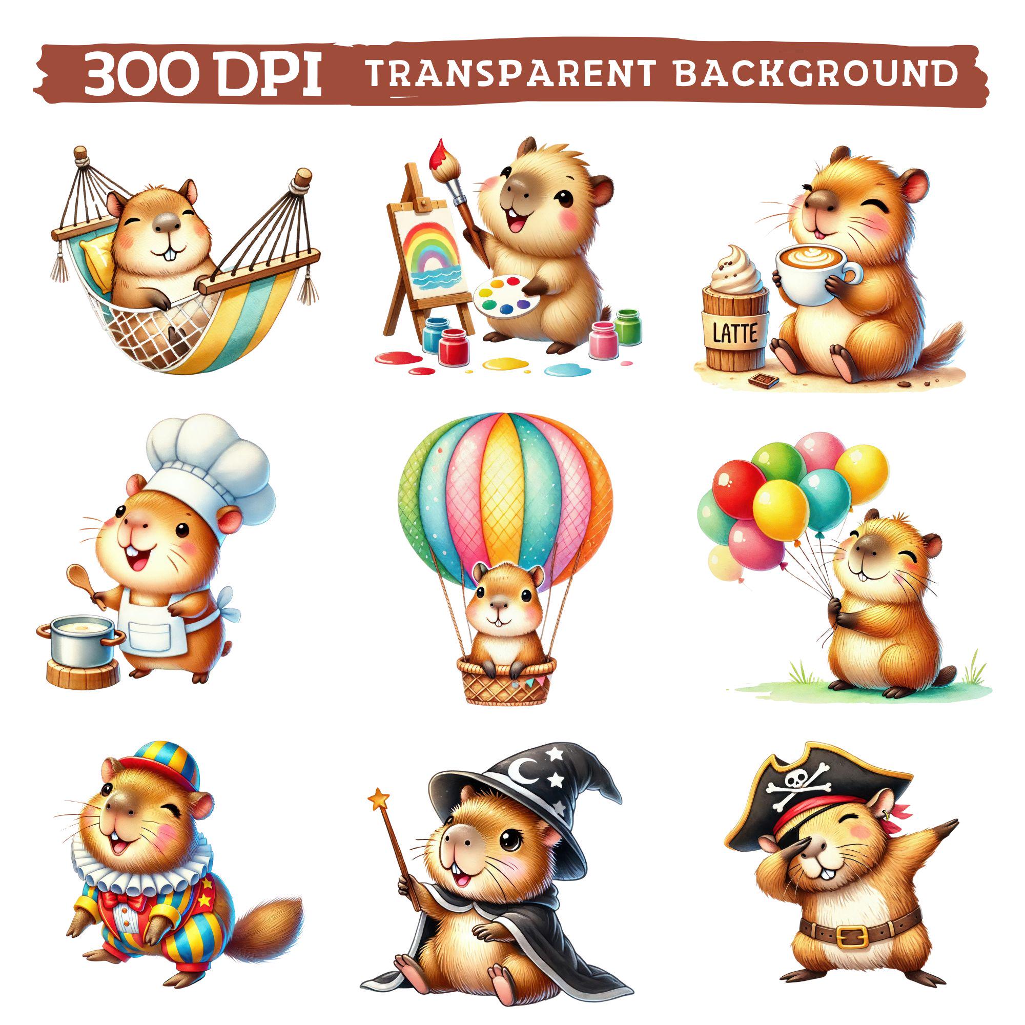 Cute Capybara Clipart, Watercolor Nursery Decor, Funny Capybara ...