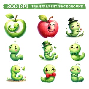 Watercolor Cute Worm Clipart, Wormy Spring Summer Nursery Sublimation ...