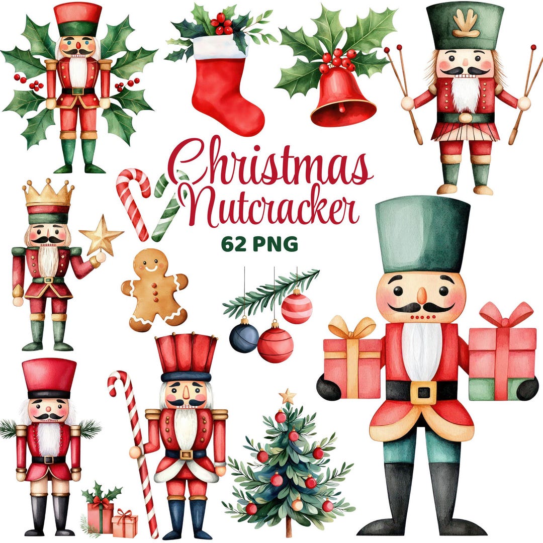 Christmas Nutcracker Clipart, Watercolor Holiday Nutcracker Soldier ...
