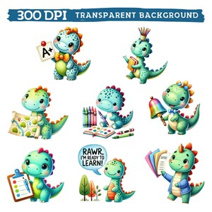 Dinosaur Back to School Clipart, Watercolor Cute Teachers Kids ...