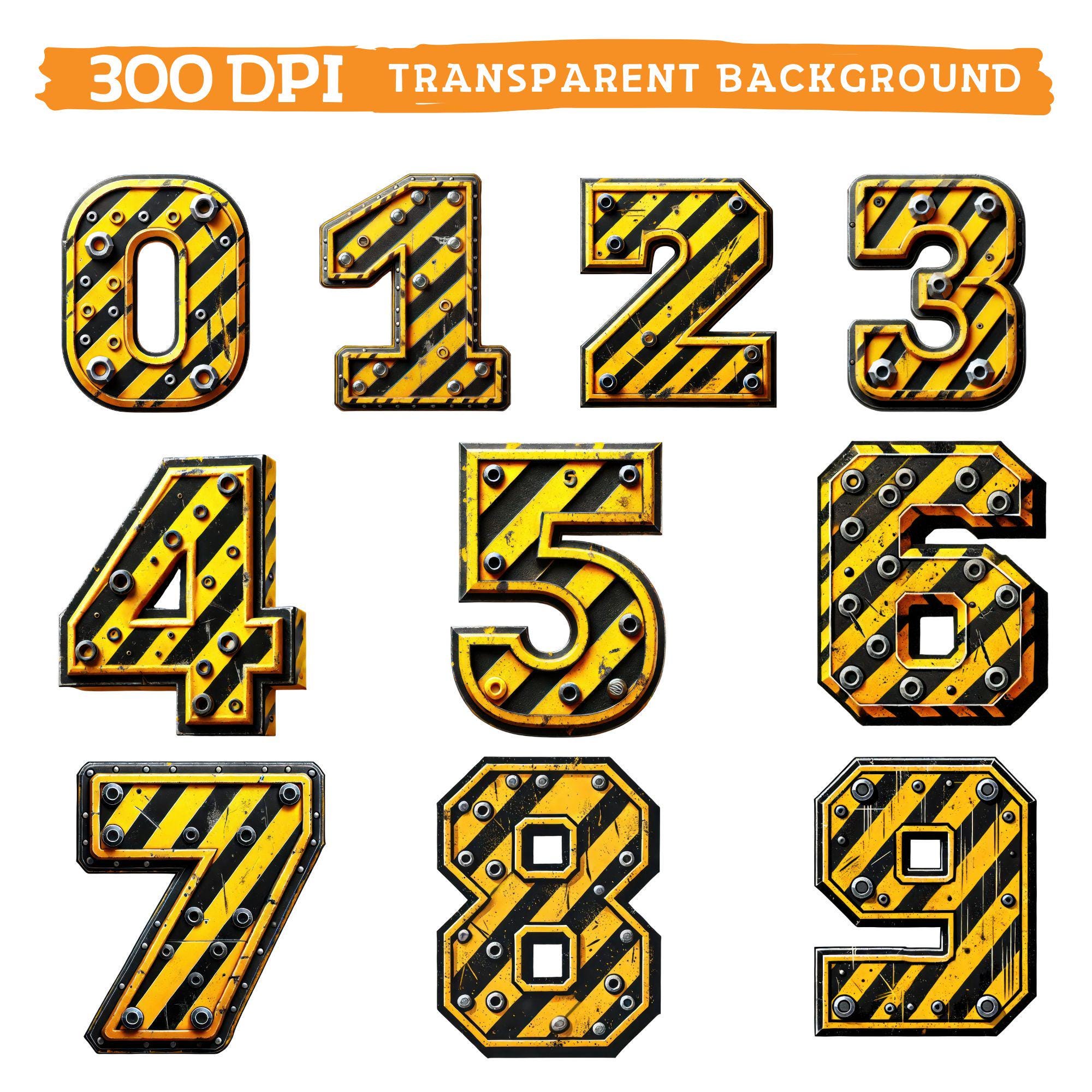 Construction Alphabet Clipart, Yellow Black Industrial Letters Number ...