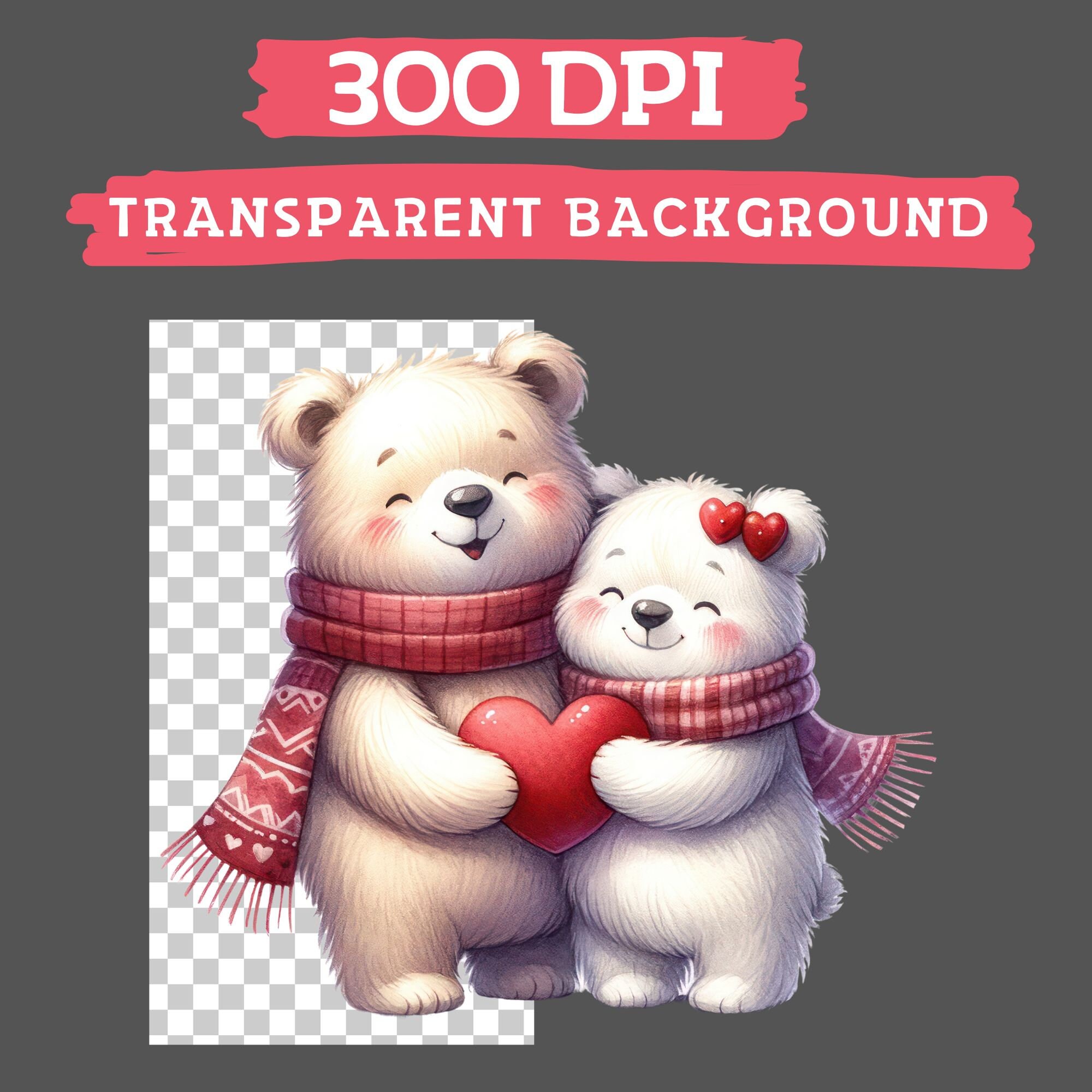 Watercolor Cute Couple Bear Clipart, Valentine's Day Nursery ...