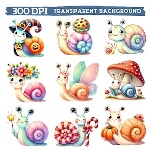 Sweet Snail Clipart, Watercolor Cute Snail, Spring Summer Snail Garden ...