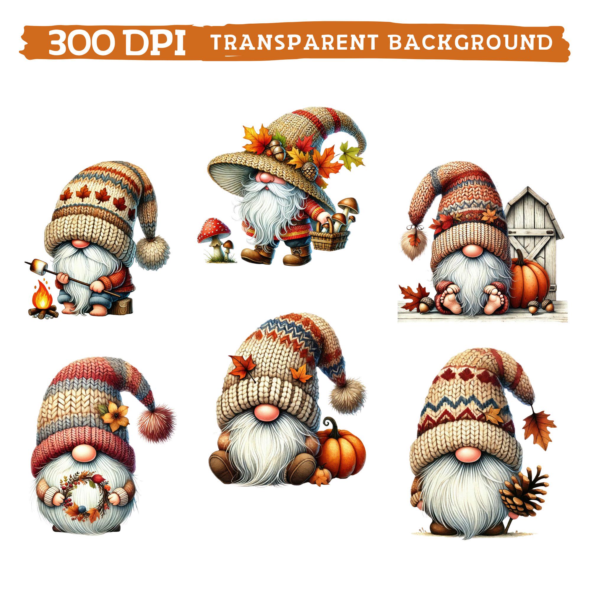 Fall Gnome Clipart, Watercolor Hello Fall Gnome Png, Autumn Gnomes ...
