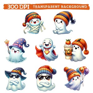 Watercolor Halloween Ghost Clipart, Cute Spooky Costume, Festive Ghosts ...