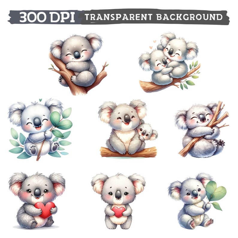 Watercolor Cute Koala Clipart, Animals Koala Kids Nursery, Koala Lover ...