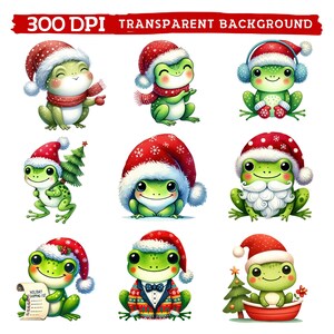 Christmas Frog Clipart, Watercolor Cute Holiday Frogs, Nursery Decor ...