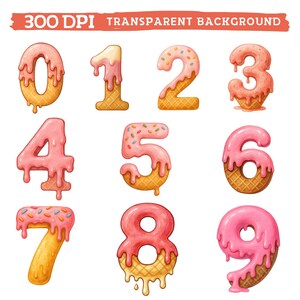 Ice Cream Alphabet Clipart, Watercolor Letters and Numbers Dripping ...