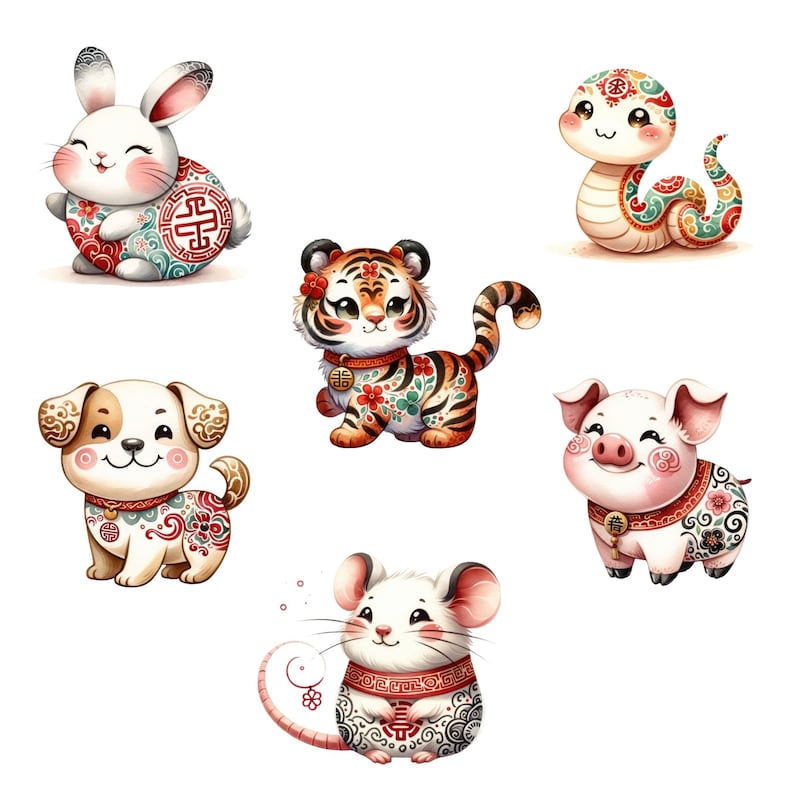 Watercolor Cute Chinese Zodiac Clipart Png, Chinese New Year Zodiac ...