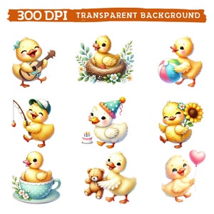 Cute Duckling Clipart, Watercolor Duck Nursery, Baby Ducks, Farm Animal ...