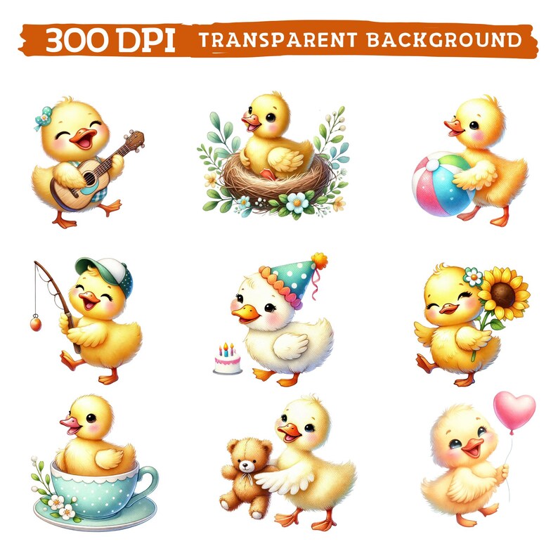 Cute Duckling Clipart, Watercolor Duck Nursery, Baby Ducks, Farm Animal ...