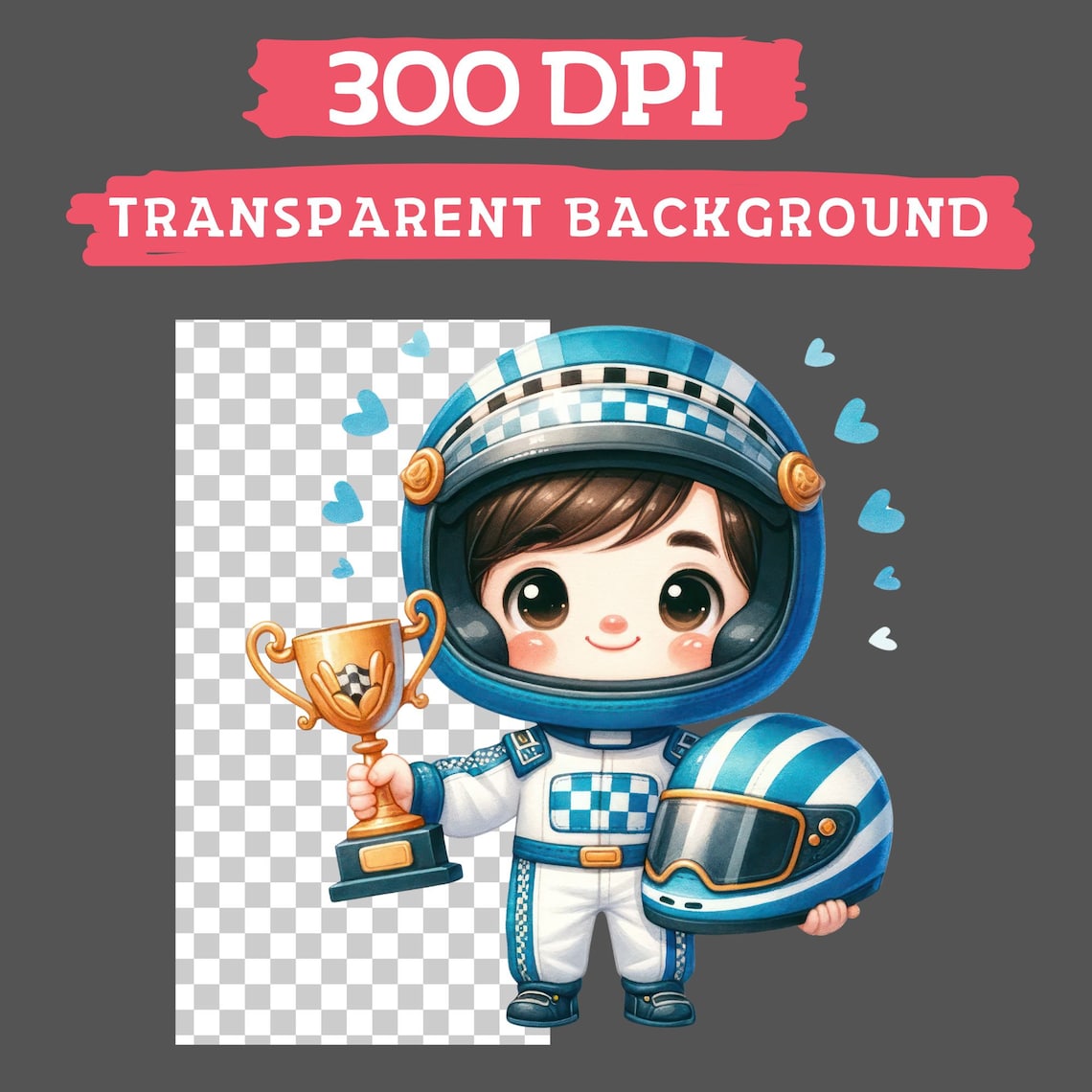 Watercolor Cute Racing Boy Clipart, Race Car Nursery Decor Sublimation ...