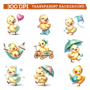 Cute Duckling Clipart, Watercolor Duck Nursery, Baby Ducks, Farm Animal ...