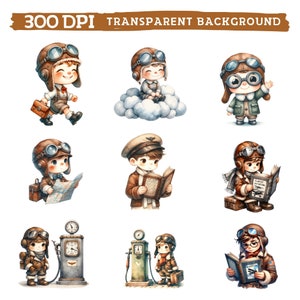 Watercolor Cute Aviator Boy Clipart, Pilot Kids Aviator Nursery, Air ...