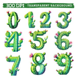 Cactus Alphabet Clipart, Watercolor Floral Letters & Numbers ...