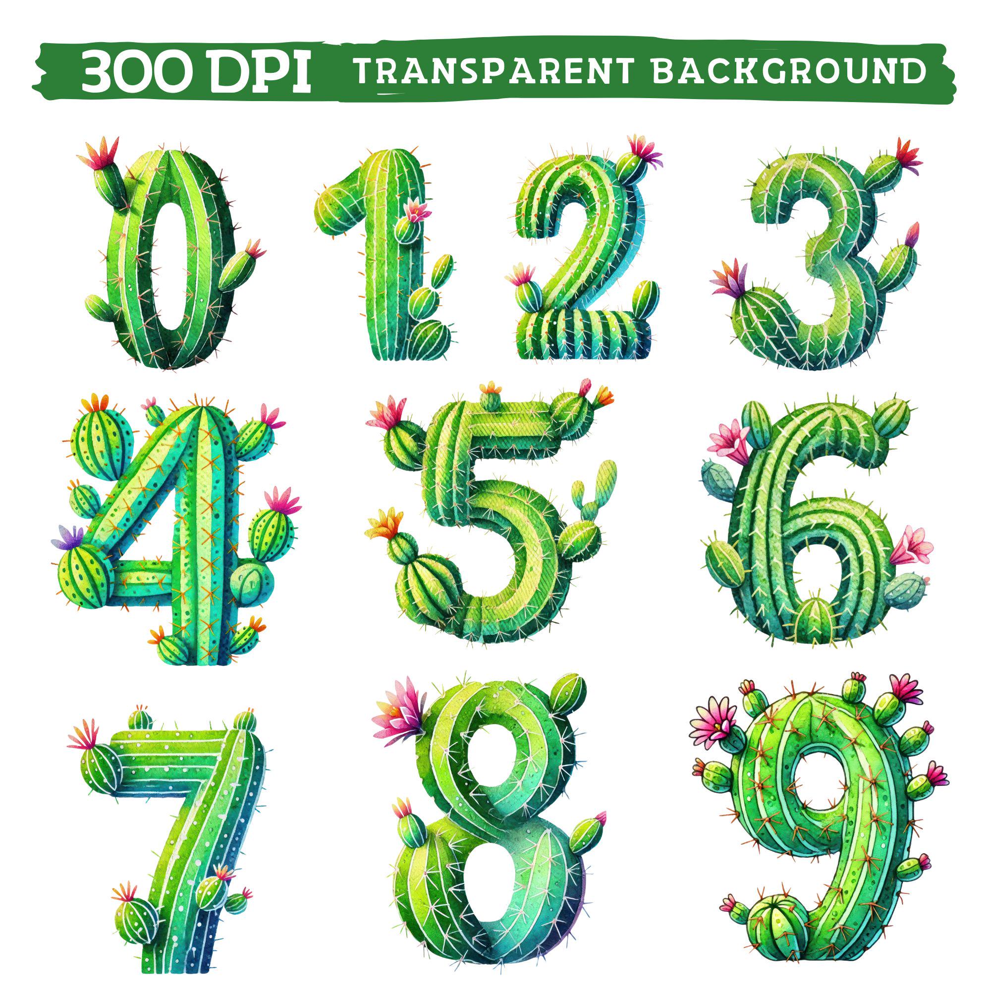 Cactus Alphabet Clipart, Watercolor Floral Letters & Numbers ...