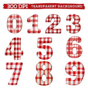 Christmas Plaid Alphabet Clipart, Red Festive Letters & Numbers, Cozy ...