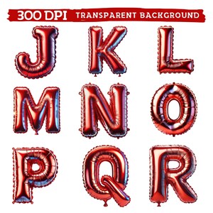 Red Foil Balloon Alphabet, Red Metallic Letters & Numbers, Celebration ...