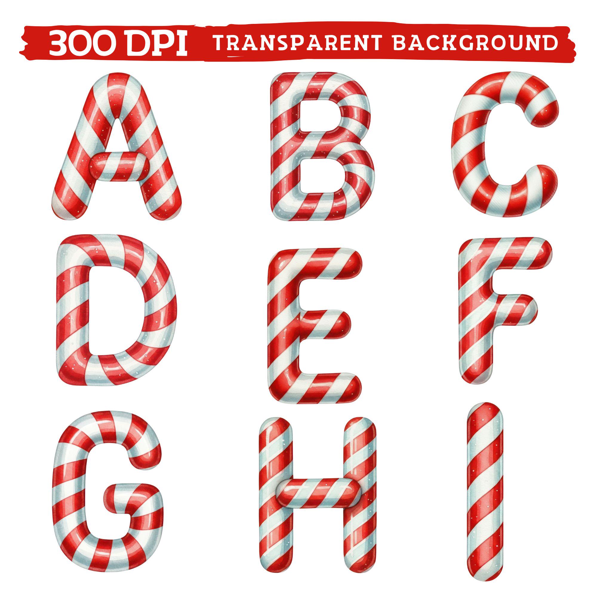 Candy Cane Alphabet Clipart, Christmas Letters & Numbers Watercolor ...