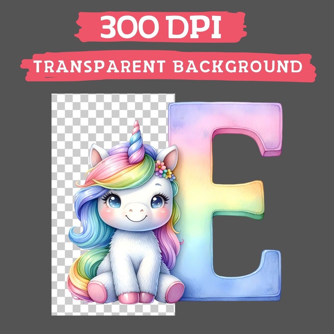 Unicorn Alphabet, Watercolor Pastel Rainbow Unicorn Number Nursery ...