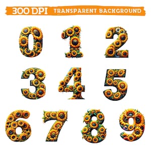 Sunflower Alphabet, Sunflower Numbers Letters Png, Sunflowers Alphabet ...