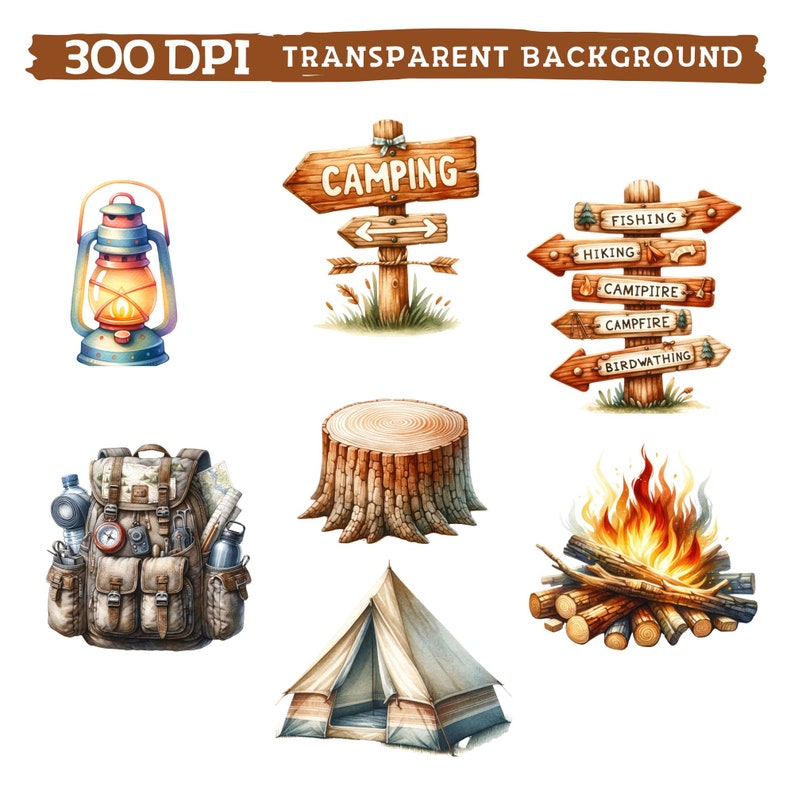 Adorable Camping Boy Clipart Collection, Watercolor Cute Camper Nursery ...