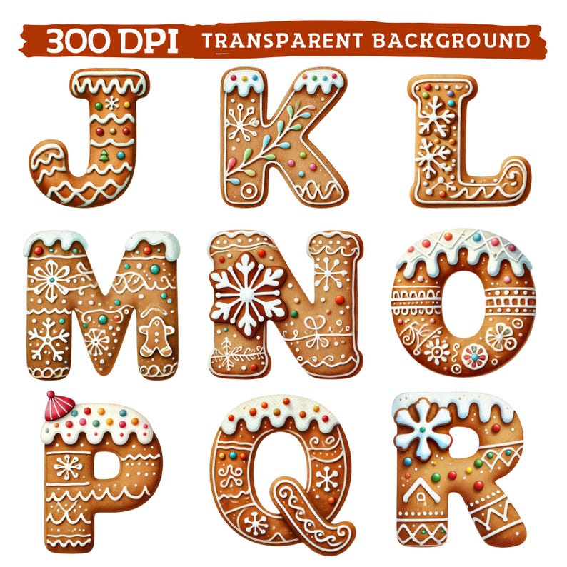 Gingerbread Alphabet Clipart, Christmas Letters & Numbers, Holiday ...