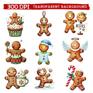Funny Christmas Gingerbread Clipart, Watercolor Cute Holiday Nursery ...