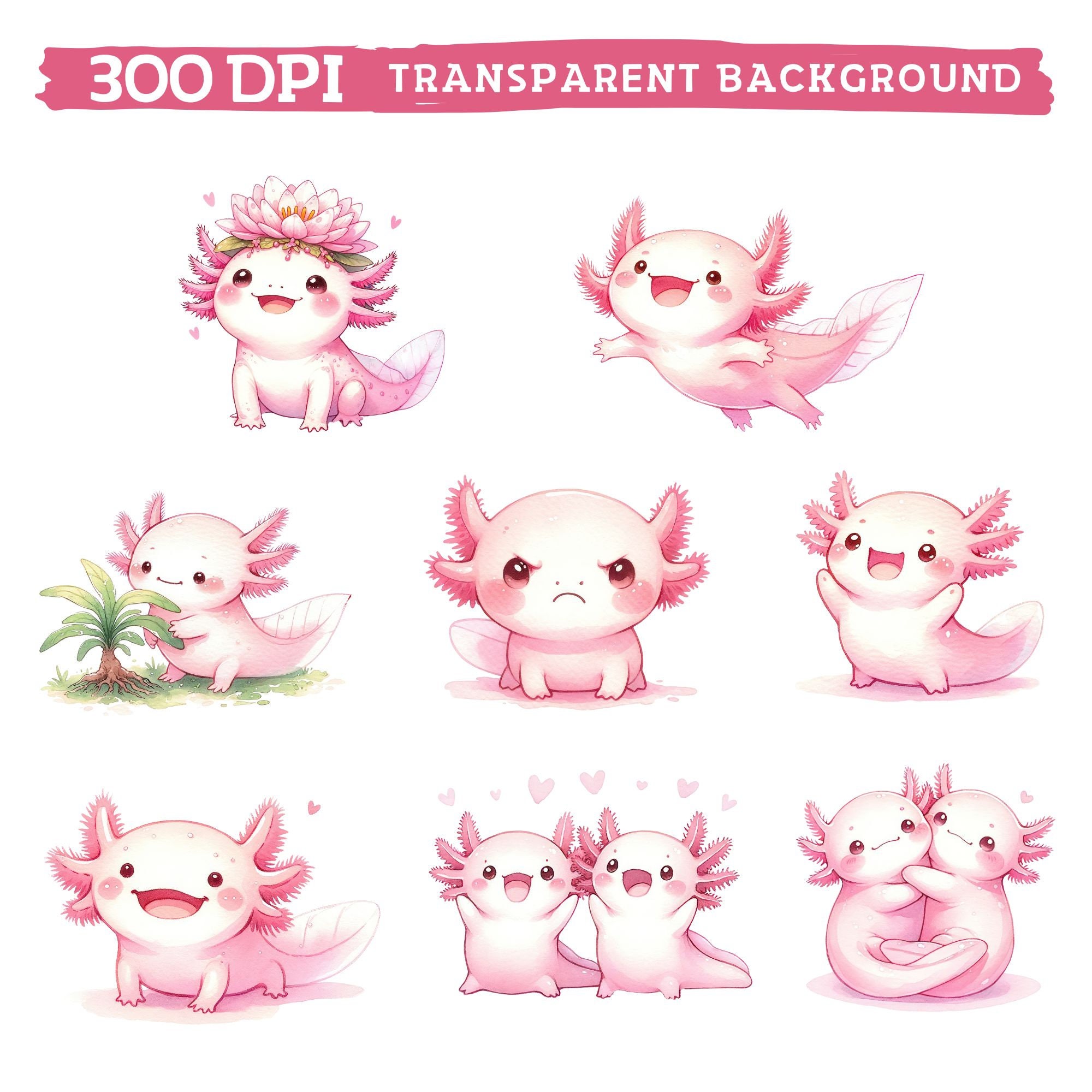 Cute Axolotl Clipart, Watercolor Axolotl Animals Nursery, Axolotl Lover ...