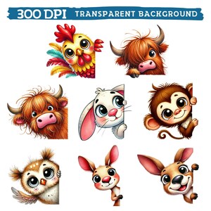 Crazy Peeking Animals Clipart, Watercolor Funny Quirky Wacky Pet, Weird ...