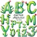 Cactus Alphabet Clipart, Watercolor Floral Letters & Numbers ...