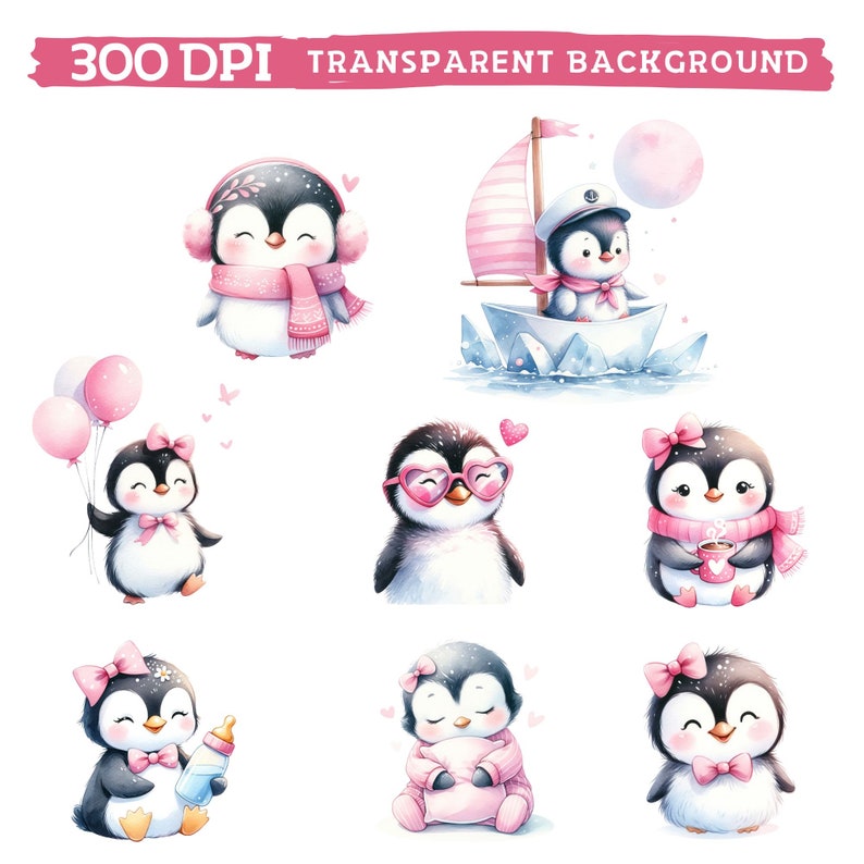 Watercolor Cute Penguin Clipart Png, Kawaii Penguin Sleeping on Cloud ...
