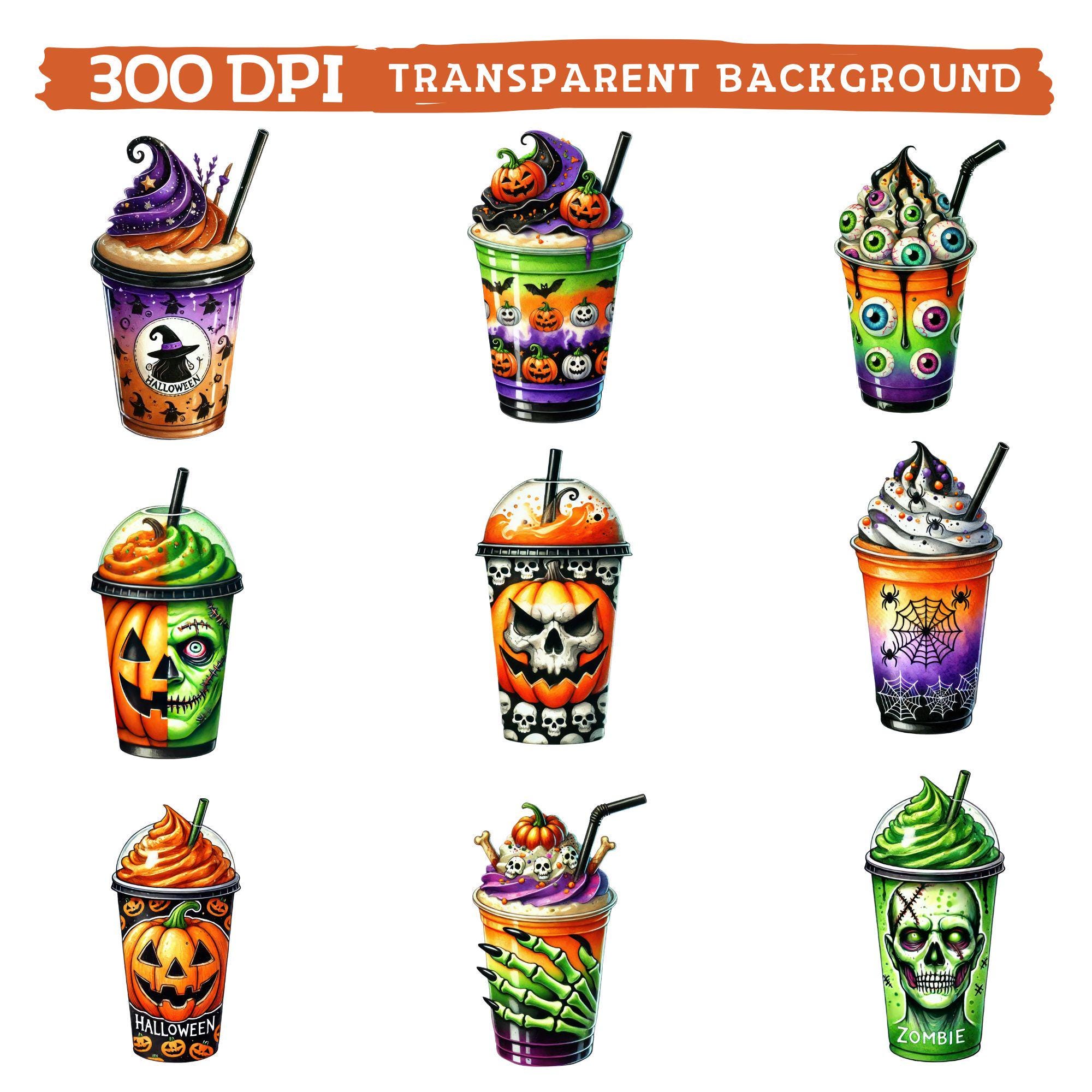 Halloween Coffee Cup Clipart, Watercolor Spooky Fall, Pumpkin Coffee ...