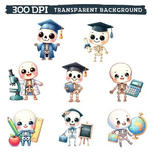 Cute Skeleton Clipart, Watercolor Educational Nursery, Spooky, Funny ...