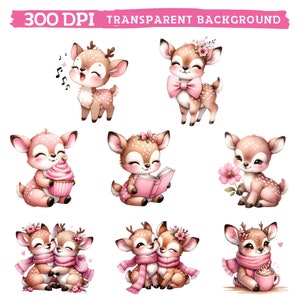 Watercolor Cute Deer Clipart, Deer Sleeping on Cloud Nursery ...