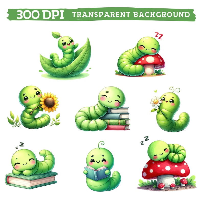 Watercolor Cute Worm Clipart, Wormy Spring Summer Nursery Sublimation ...