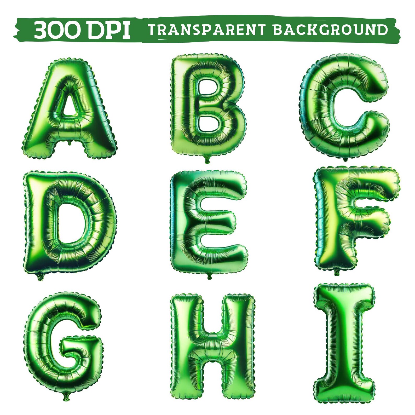Green Foil Balloon Alphabet, Green Metallic Letters & Numbers ...