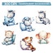 Watercolor Cute Sleepy Animals Clipart, Pajamas Sleeping Baby Animal ...