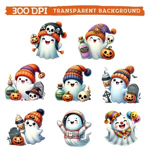 Watercolor Halloween Ghost Clipart, Cute Spooky Costume, Festive Ghosts ...