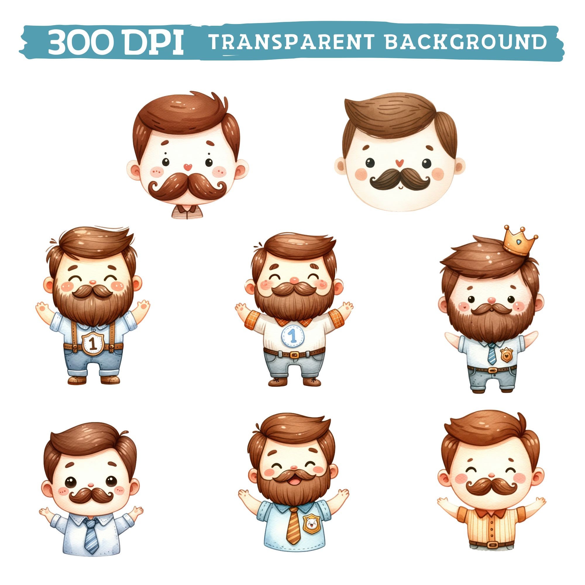 Watercolor Cute Father's Day Png, Best Dad Family Nursery Decor ...