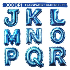 Blue Foil Balloon Alphabet, Blue Metallic Letters & Numbers ...