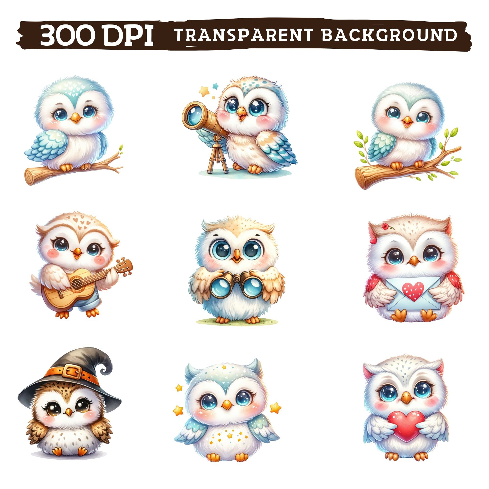 Cute Owl Clipart, Woodland Bird Png, Adorable Owl Nursery, Woodland ...