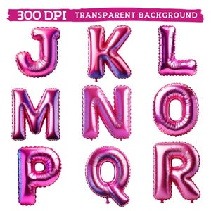 Pink Foil Balloon Alphabet, Pink Metallic Letters & Numbers ...