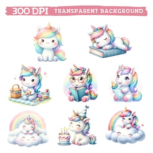 Watercolor Cute Unicorn Clipart, Magic Rainbow Unicorn Girl Nursery ...