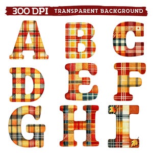 Fall Plaid Alphabet Clipart, Autumn Plaid Letters & Numbers, Cozy ...