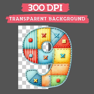 Patchwork Alphabet Clipart, Colorful Quilted Letters and Numbers ...