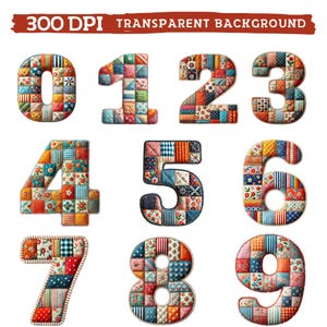 Patchwork Alphabet Clipart, Quilted Letters and Numbers, Sewing Font Theme, Quilting Kids ...