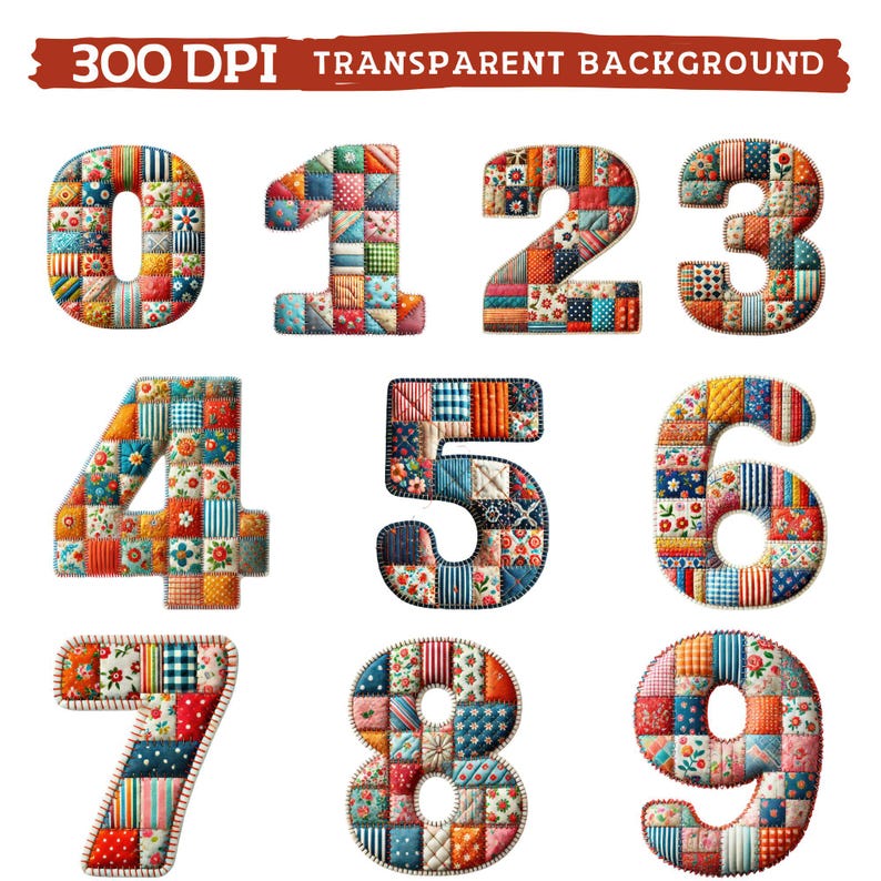 Patchwork Alphabet Clipart, Quilted Letters and Numbers, Sewing Font ...