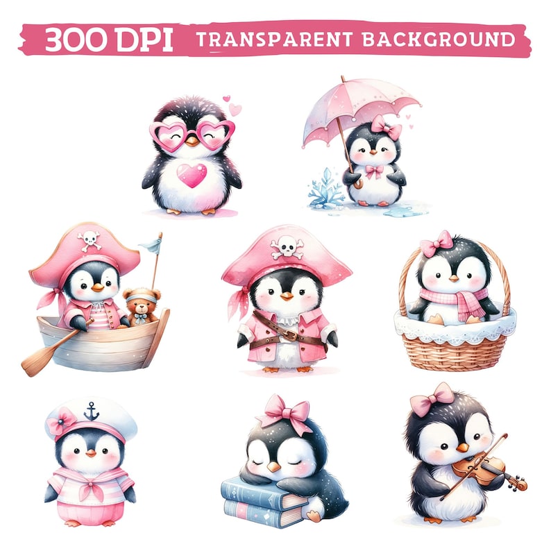 Watercolor Cute Penguin Clipart Png, Kawaii Penguin Sleeping on Cloud ...